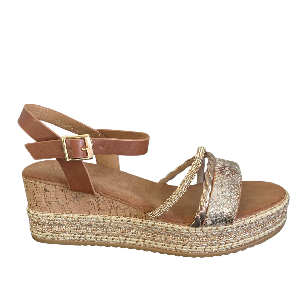 Redz Ladies Tan/Brown Multi Platform Wedge Sandal 6W8913-40 – SM Shoes