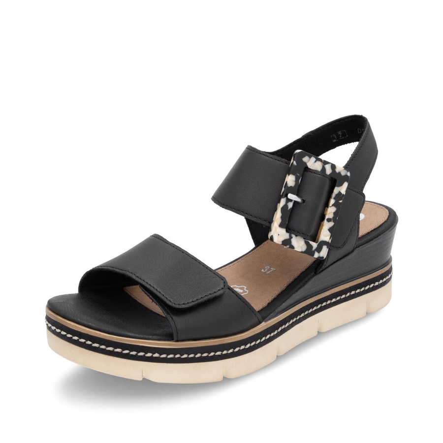 Remonte Ladies Black Platform Wedge Velcro Straps Sandal D2L53-00 – SM ...