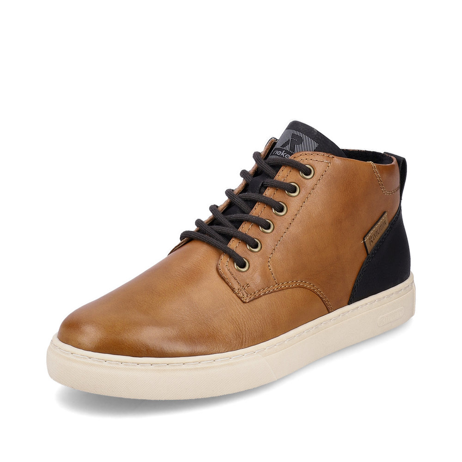 Rieker Mens Evolution Tan Leather Combination Laced/Zip Ankle Boot U07 ...